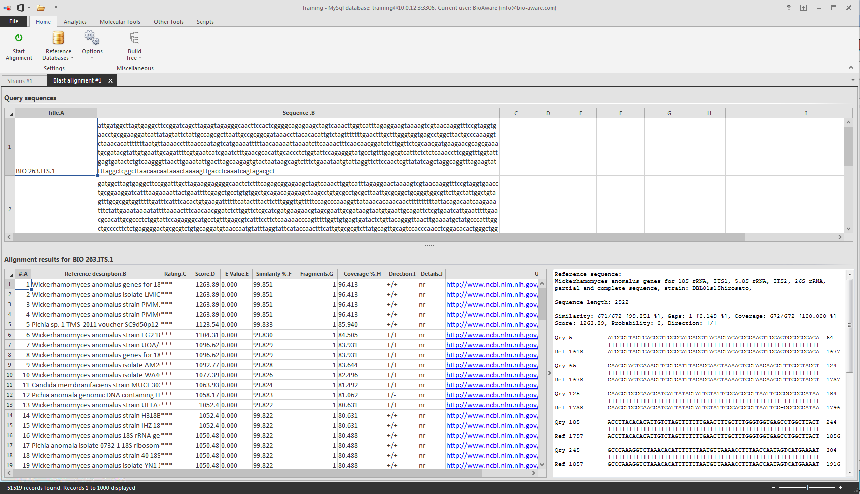 BLAST / Align sequences with reference db
